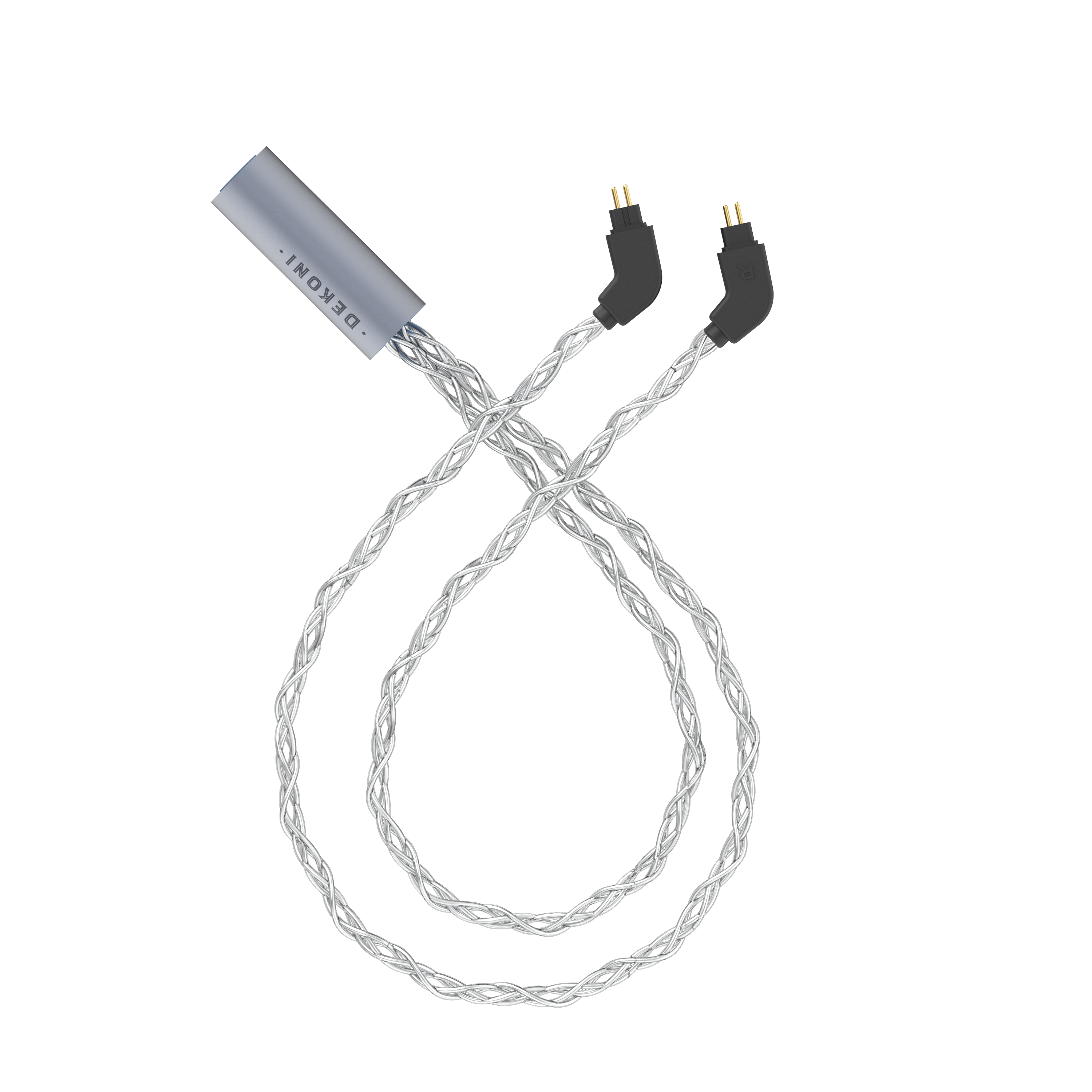 Post-Split 2-Pin IEM Connectors with Silver Braided Cable – Dekoni Audio